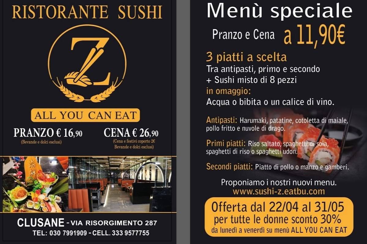 Speisekarte von Sushi Z restaurant, Clusane