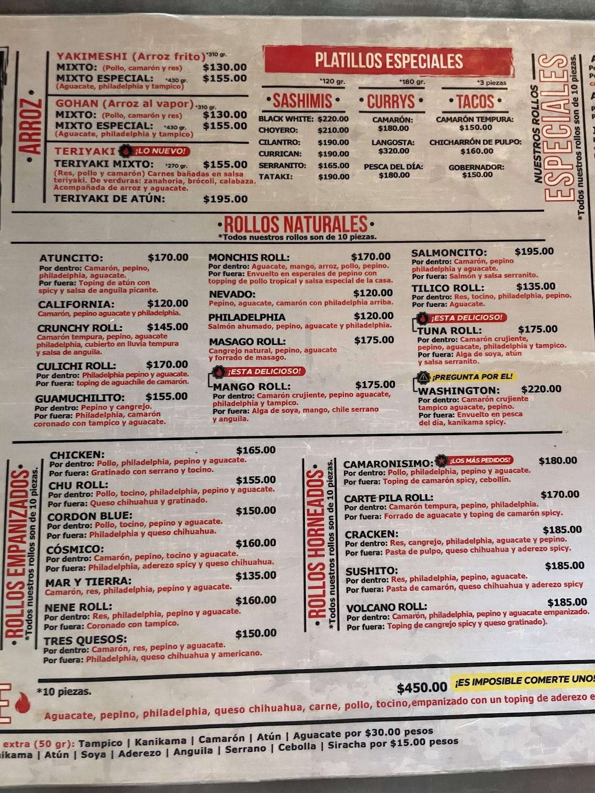 Carta del restaurante Sushito malecon, La Paz, Paseo Alvaro Obregon ...