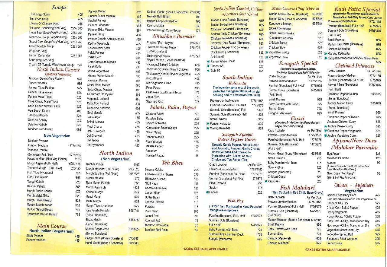Menu at Swagath Noida Sector 18, Noida, Block-J-57