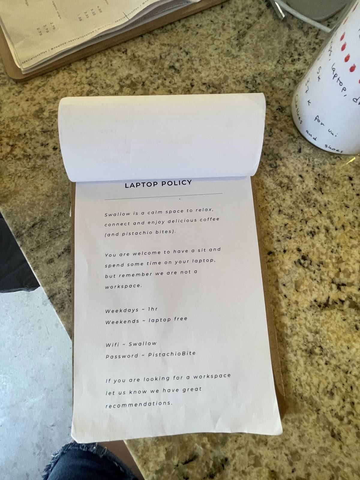 Menu at Swallow - Specialty Coffee restaurant, Alicante