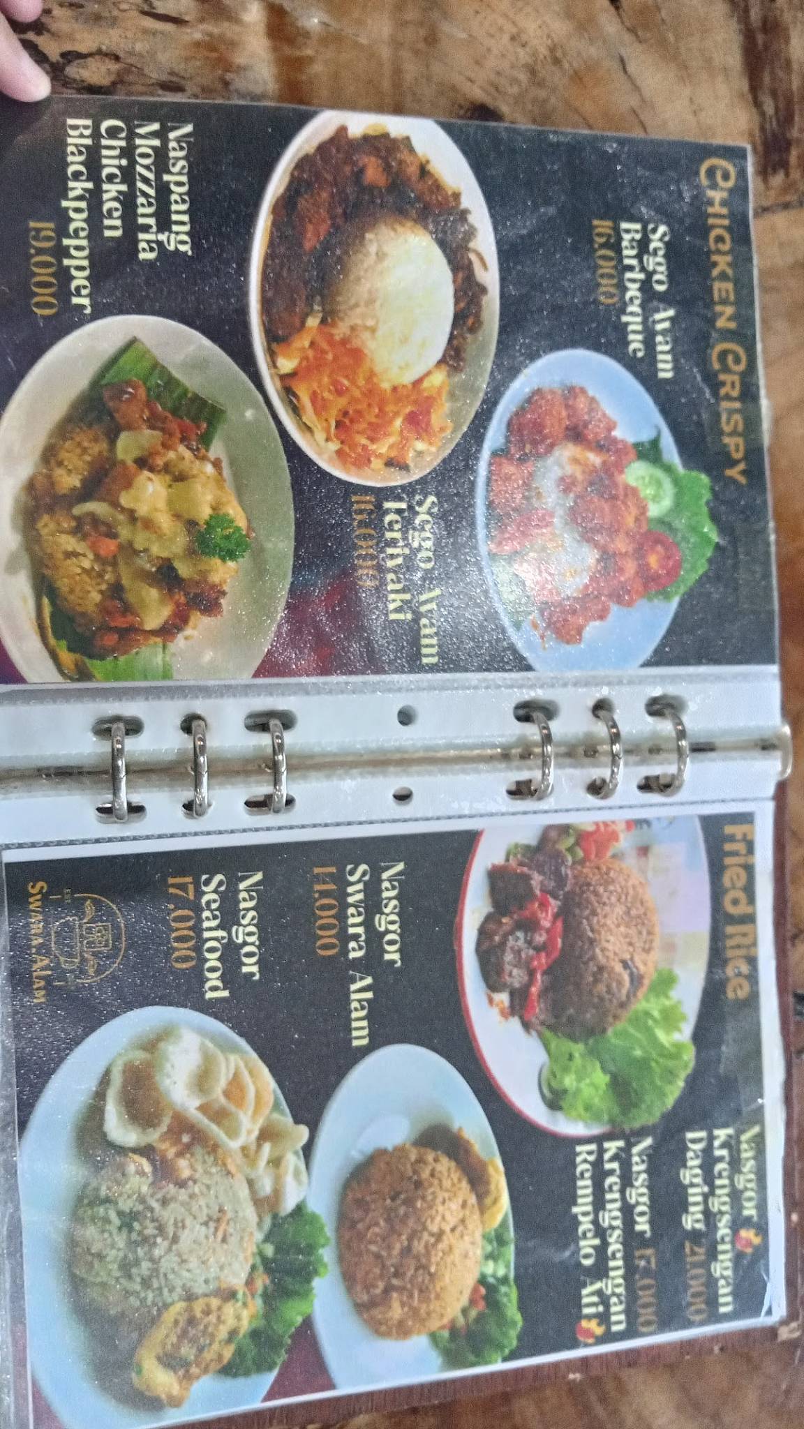Menu at Swara Alam cafeteria, Kepanjen