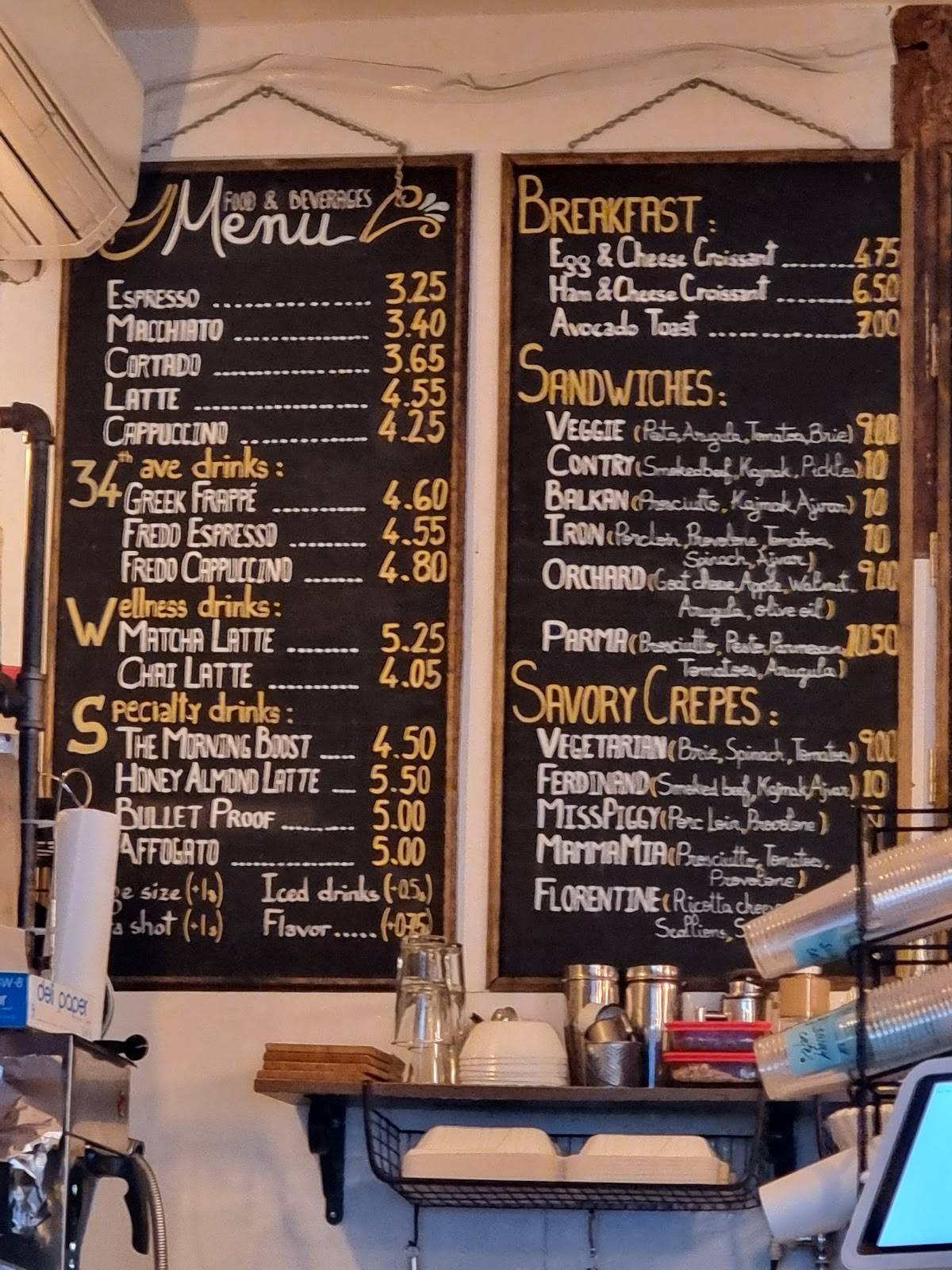 Menu at Sway Cafe, New York City