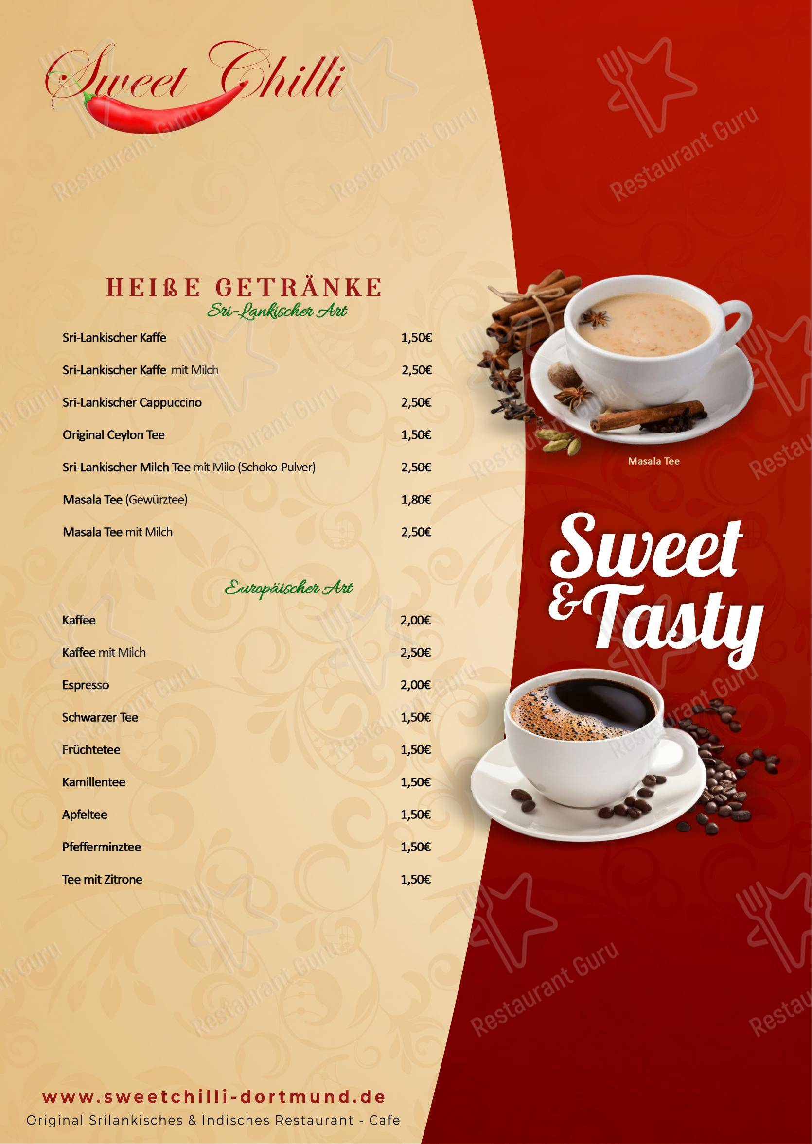 Menu at Sweet Chilli restaurant, Dortmund