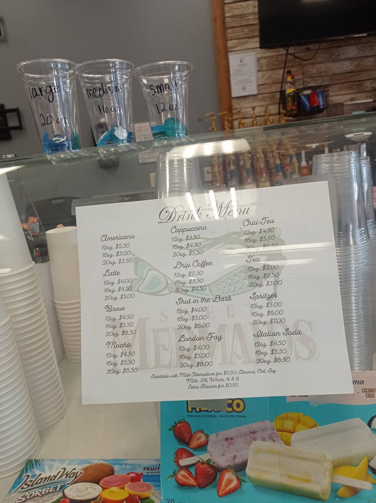 Menu at Sweet Mermaids cafe, Ketchikan