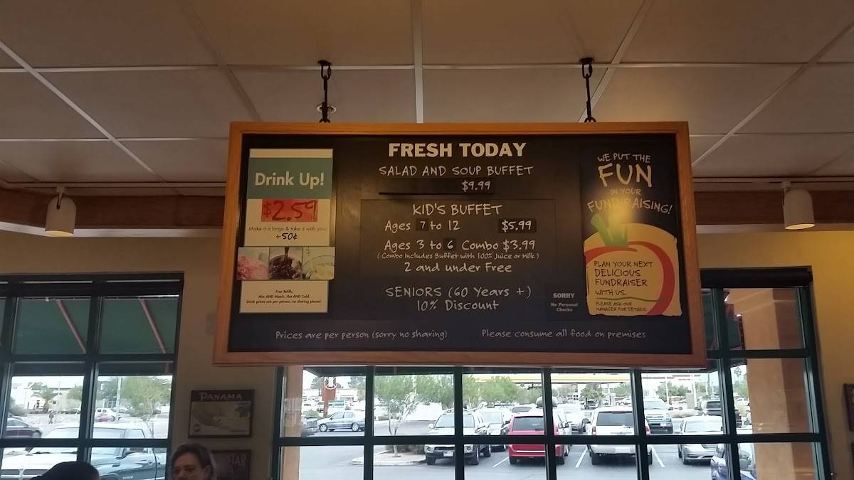 Menu at Sweet Tomatoes restaurant, Tucson, E Broadway Blvd