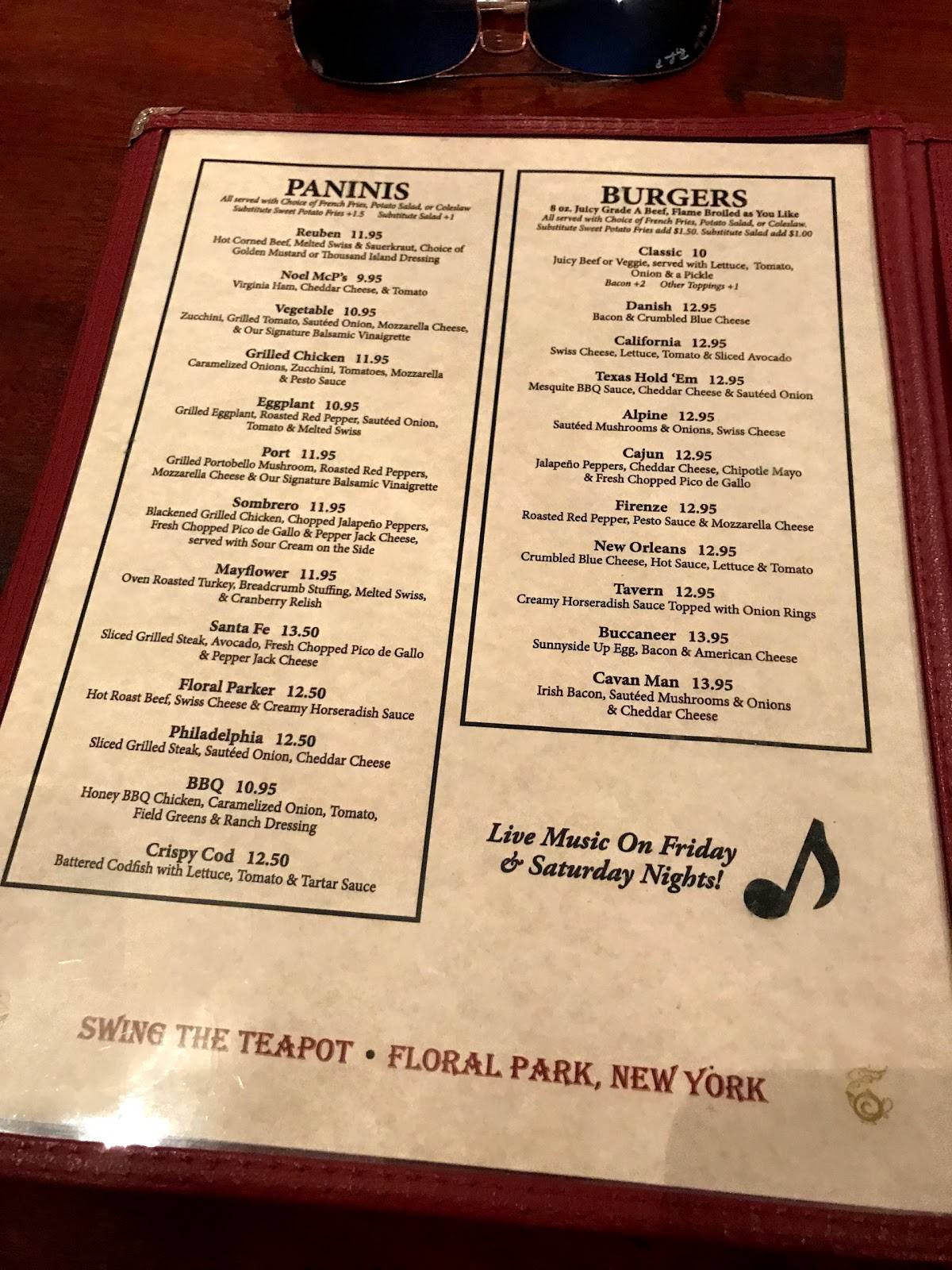 Menu at Swing the Teapot restaurant, Floral Park