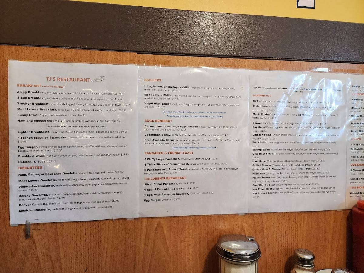 Menu at T J Restaurant & Steak House, Abbotsford