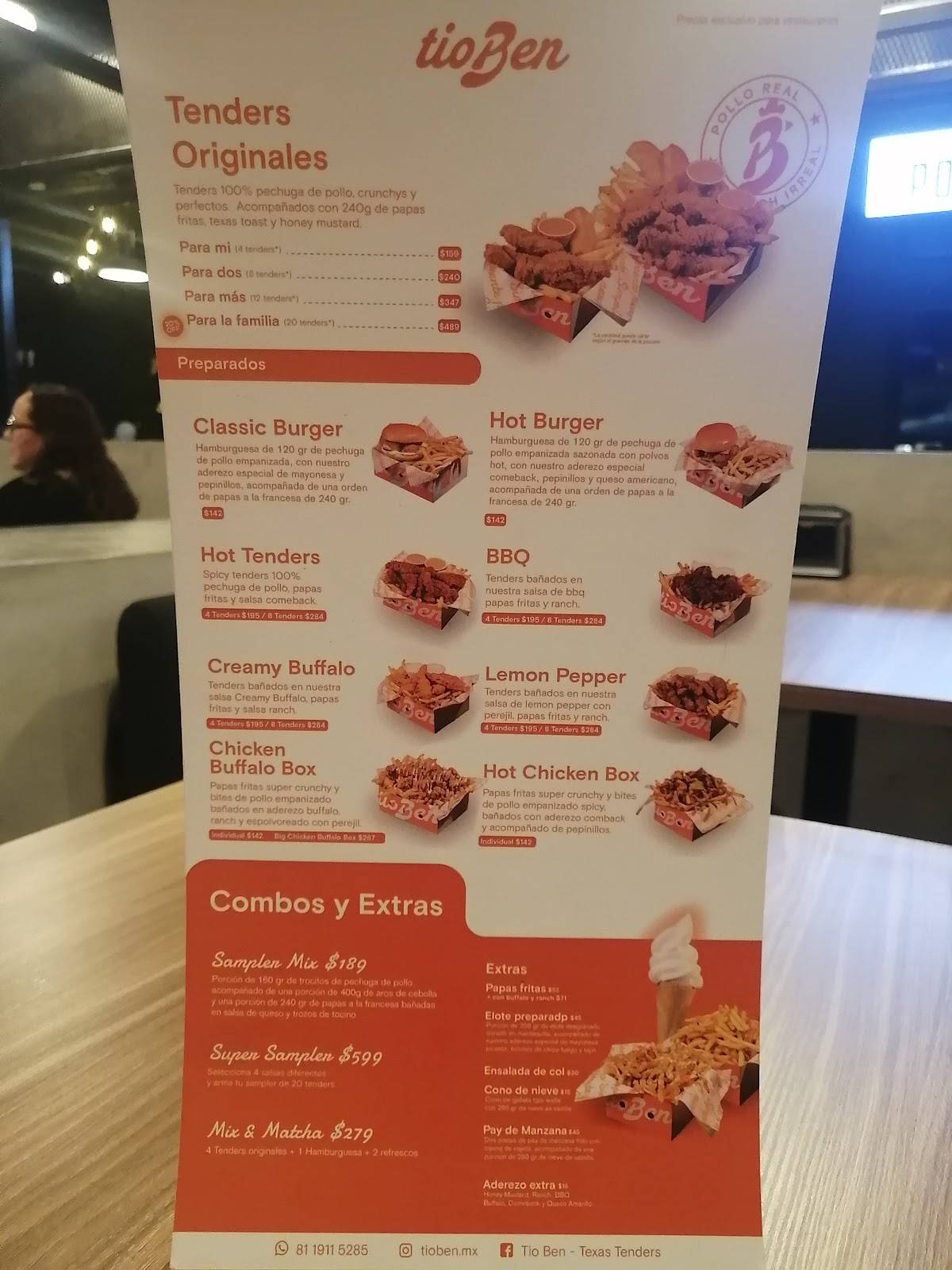Carta de Tío Ben Leones - Restaurante, Monterrey