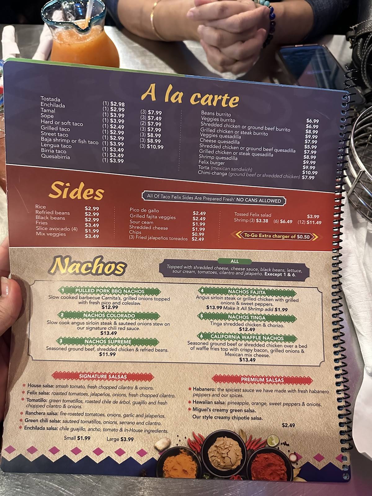 Menu at TACO FELIX 2 restaurant, Southaven