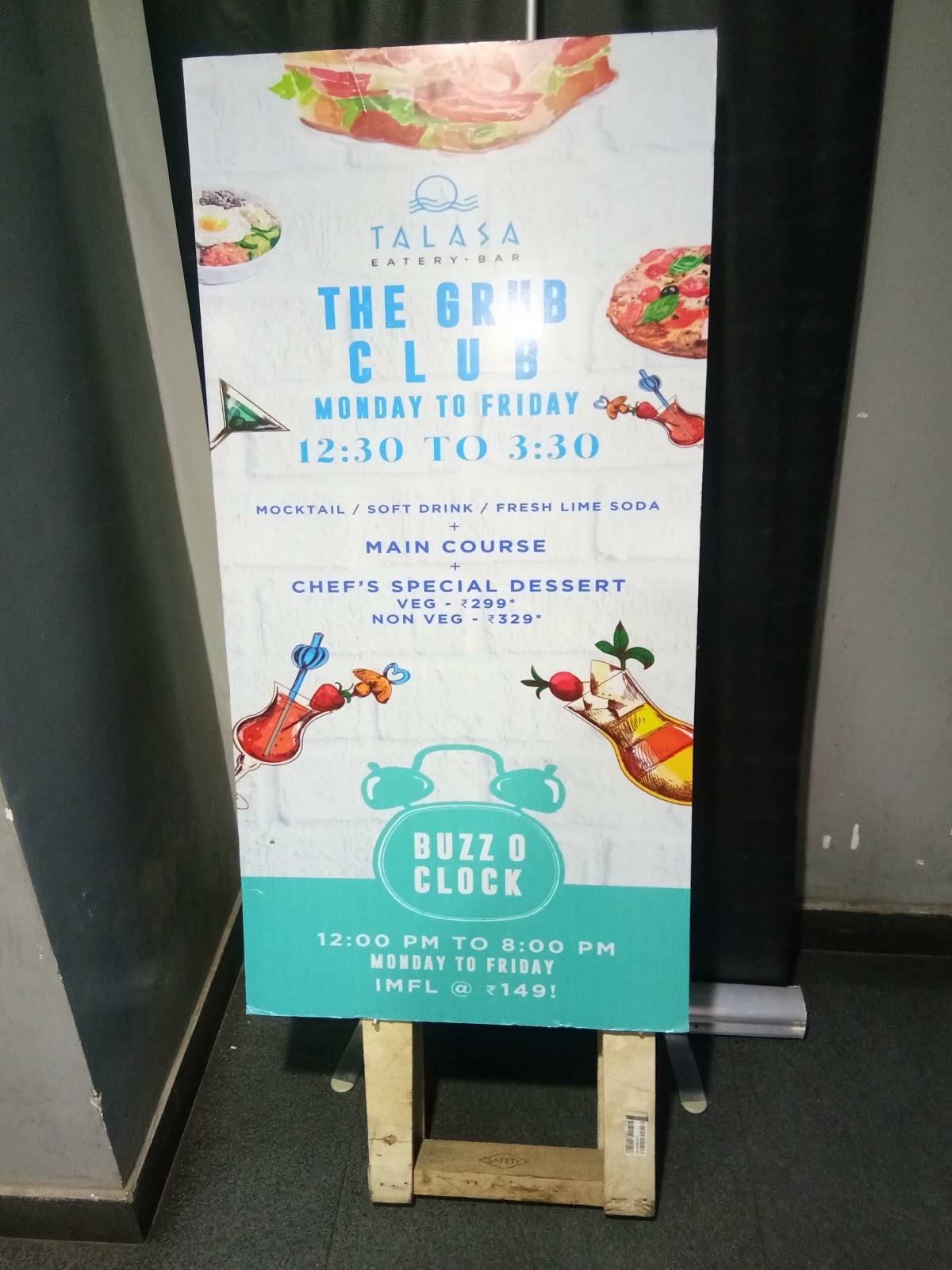 Menu at TALASA, Hyderabad