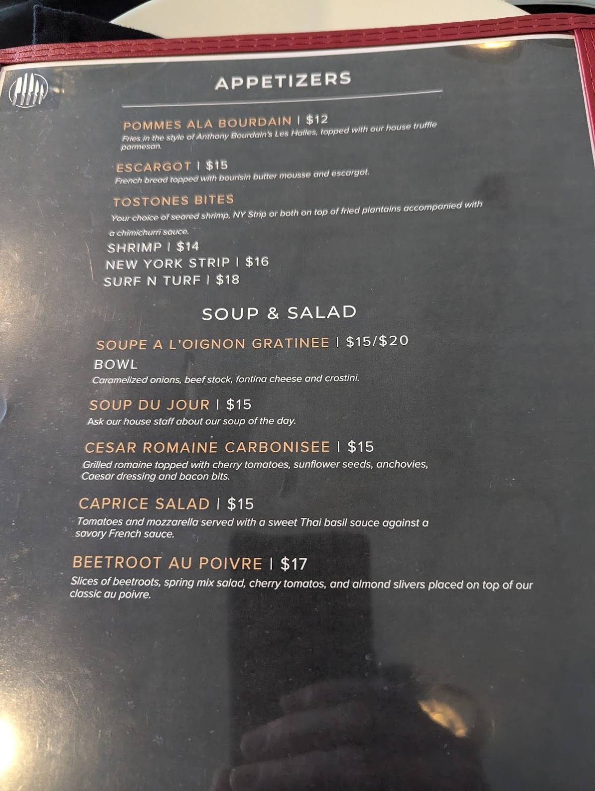 Menu at TARTARE pub & bar, Pinehurst, 111 Central Park Ave L