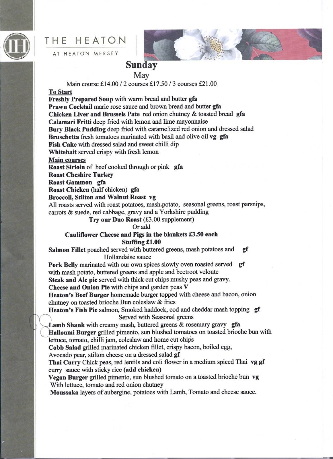 Menu at THE HEATON pub & bar, Stockport, 474 Didsbury Rd