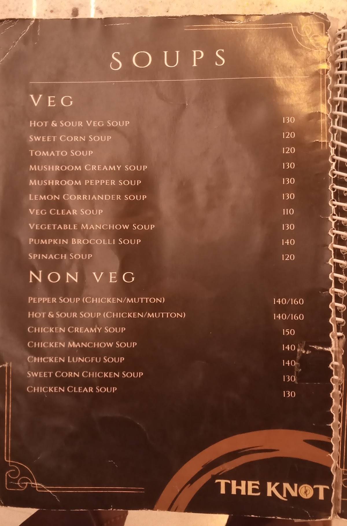 Menu at THE KNOT, Chennai