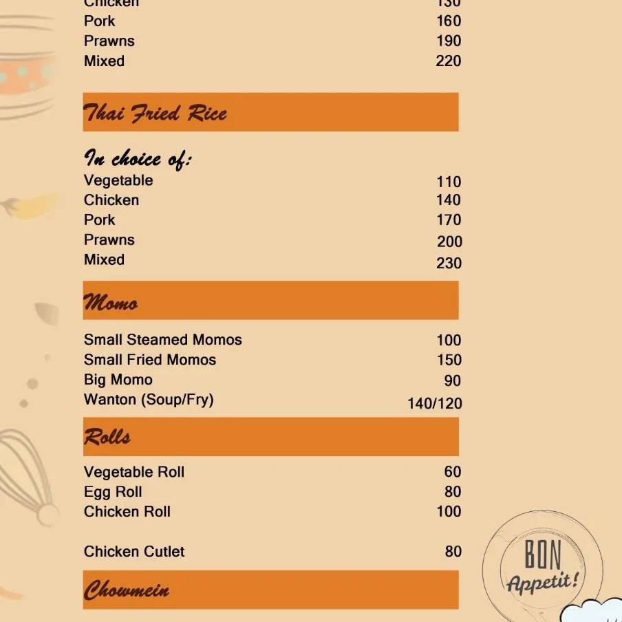 Menu at THE WHOO restaurant & HOMESTAY, Shillong