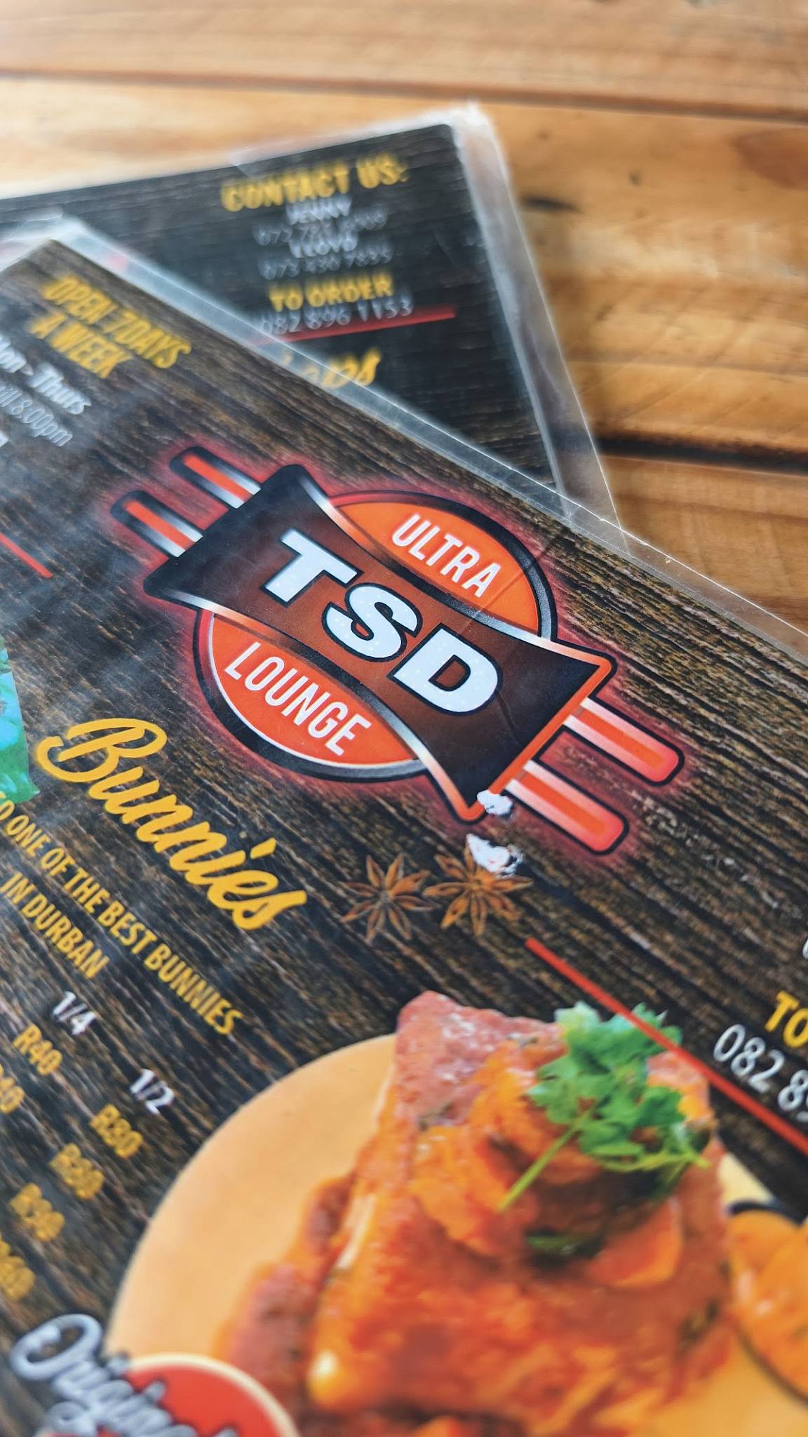 Menu at TSD Ultra LOUNGE restaurant, Durban North