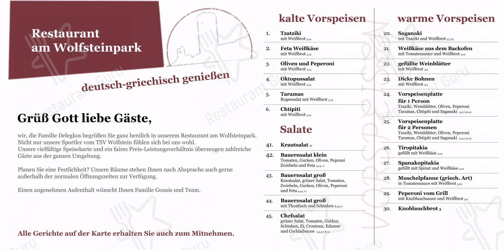 Speisekarte von Sportgaststätte TSV Wolfstein restaurant, Neumarkt in ...