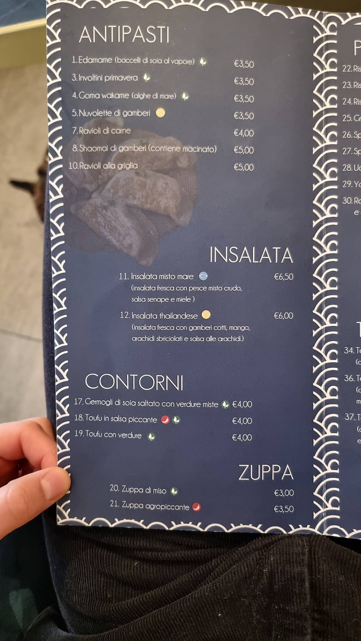 Menu da Taberu Fusion Experience parma ristorante, Parma