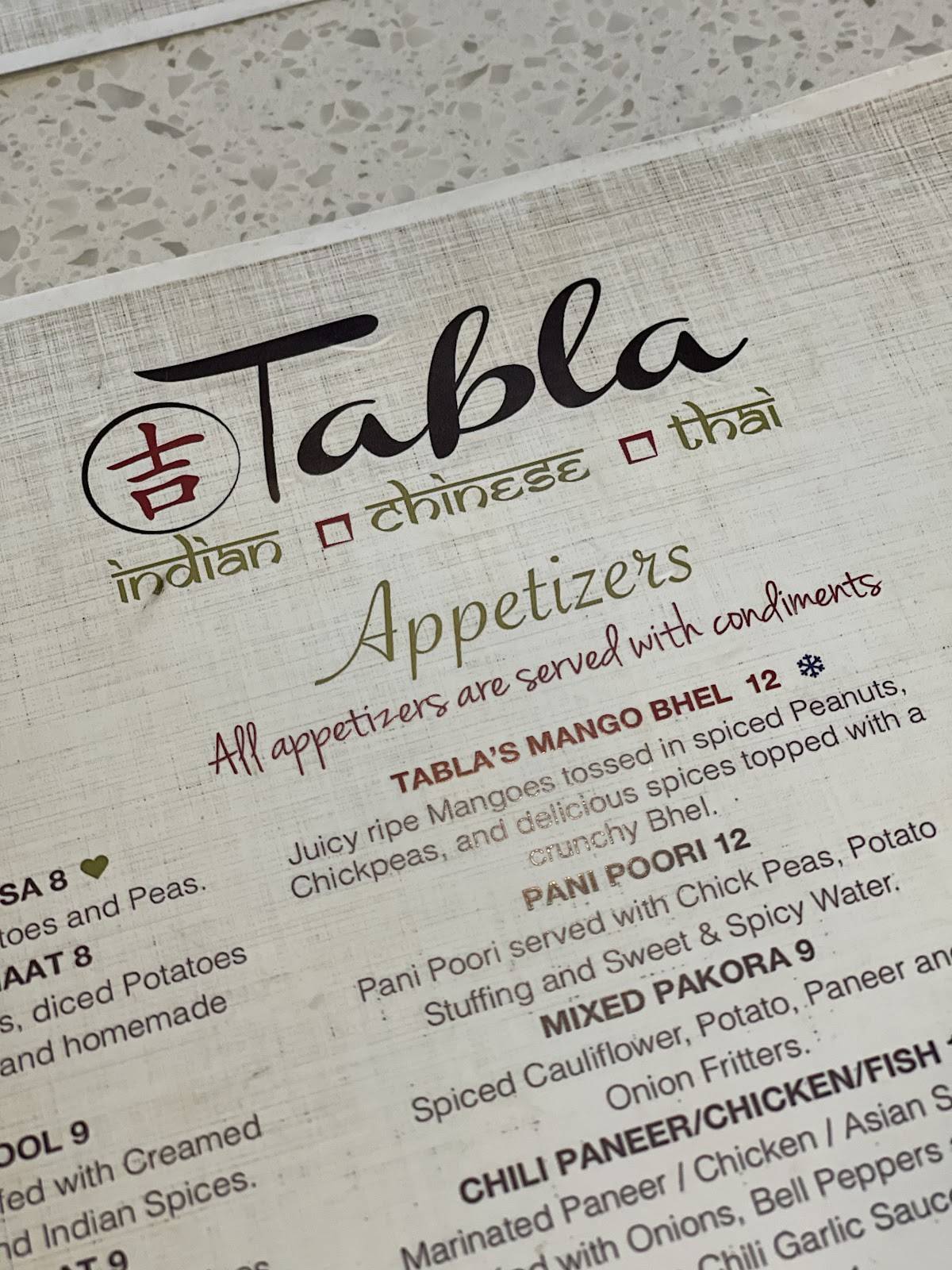 Menu at Tabla Indian Restaurant Lake Nona, Orlando, Tagore Pl Suite 9