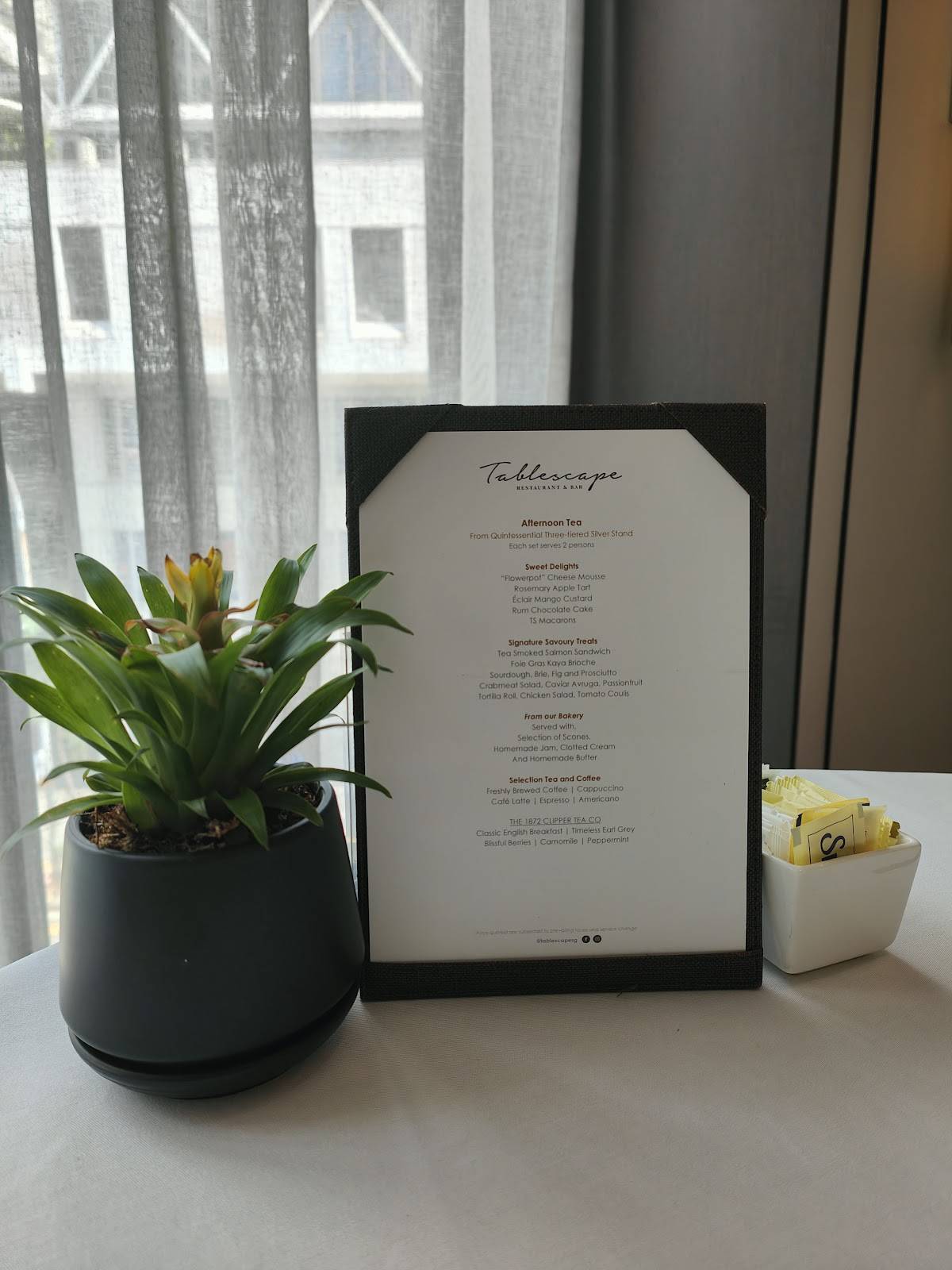 Menu at Tablescape Restaurant and Bar, Singapore, 10 Coleman St