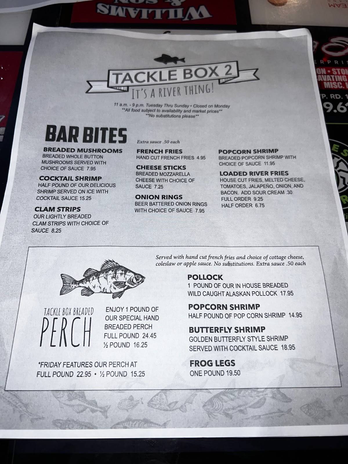 Menu at Tackle Box 2 - Fremont, OH pub & bar, Fremont, 420 Sandusky Ave