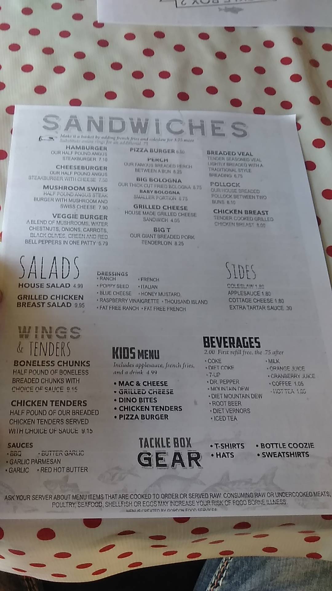 Menu at Tackle Box 2 - Fremont, OH pub & bar, Fremont, 420 Sandusky Ave