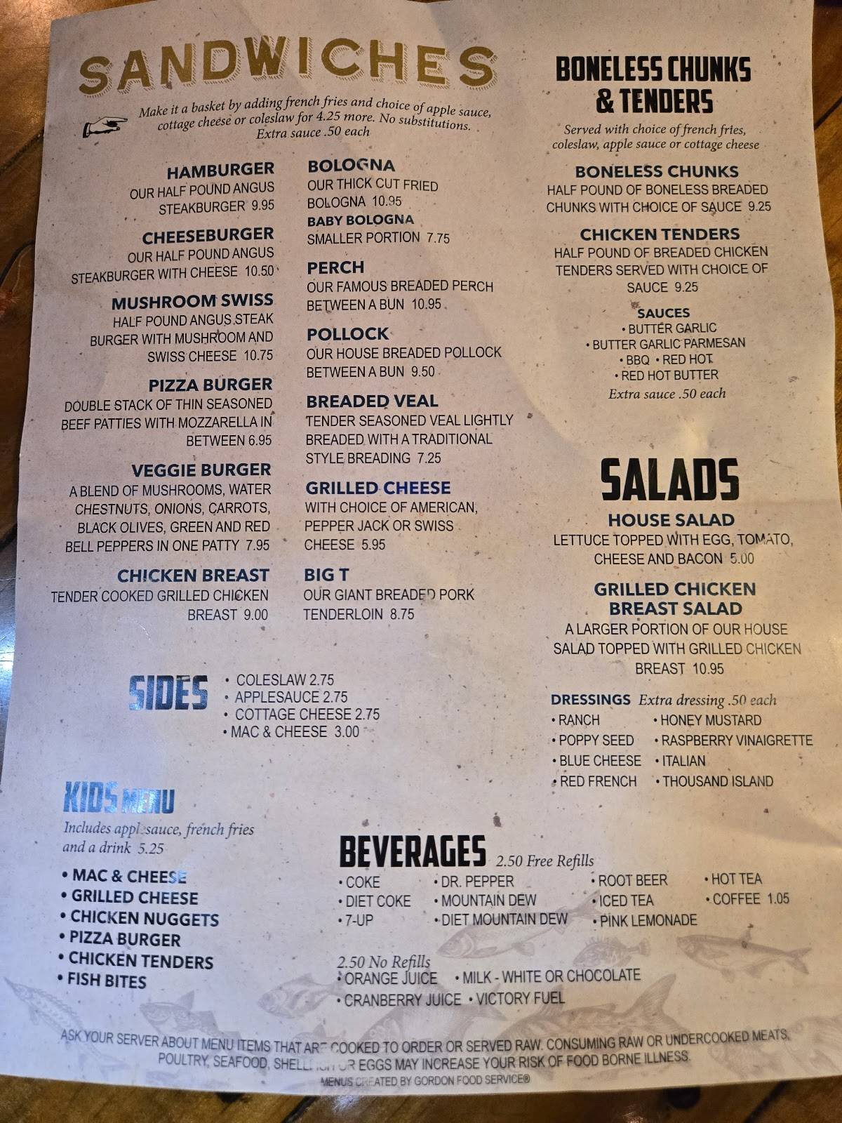 Menu at Tackle Box 2 ( Fremont ) pub & bar, Fremont, 420 Sandusky Ave