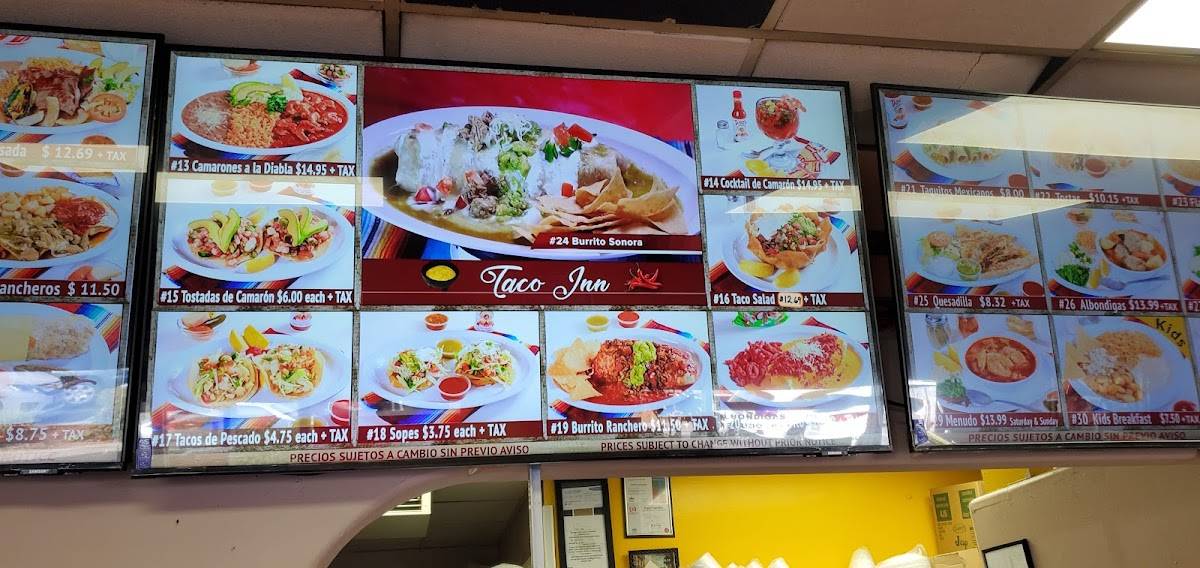 Menu at Taco Inn restaurant, Oxnard, 812 N Ventura Rd