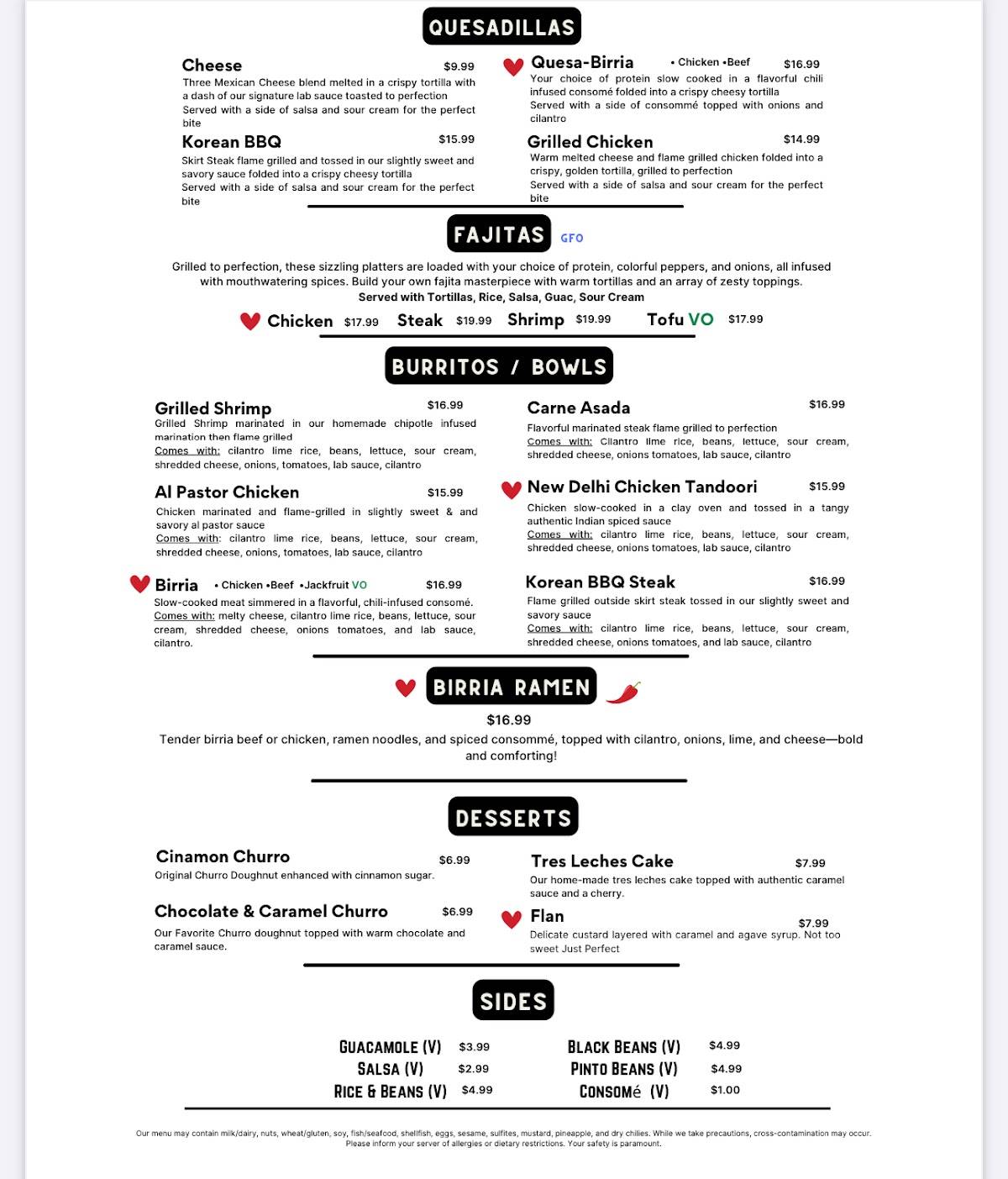 Menu at Taco Labs - Kitchen & Bar (Parkland/West Boca), Parkland