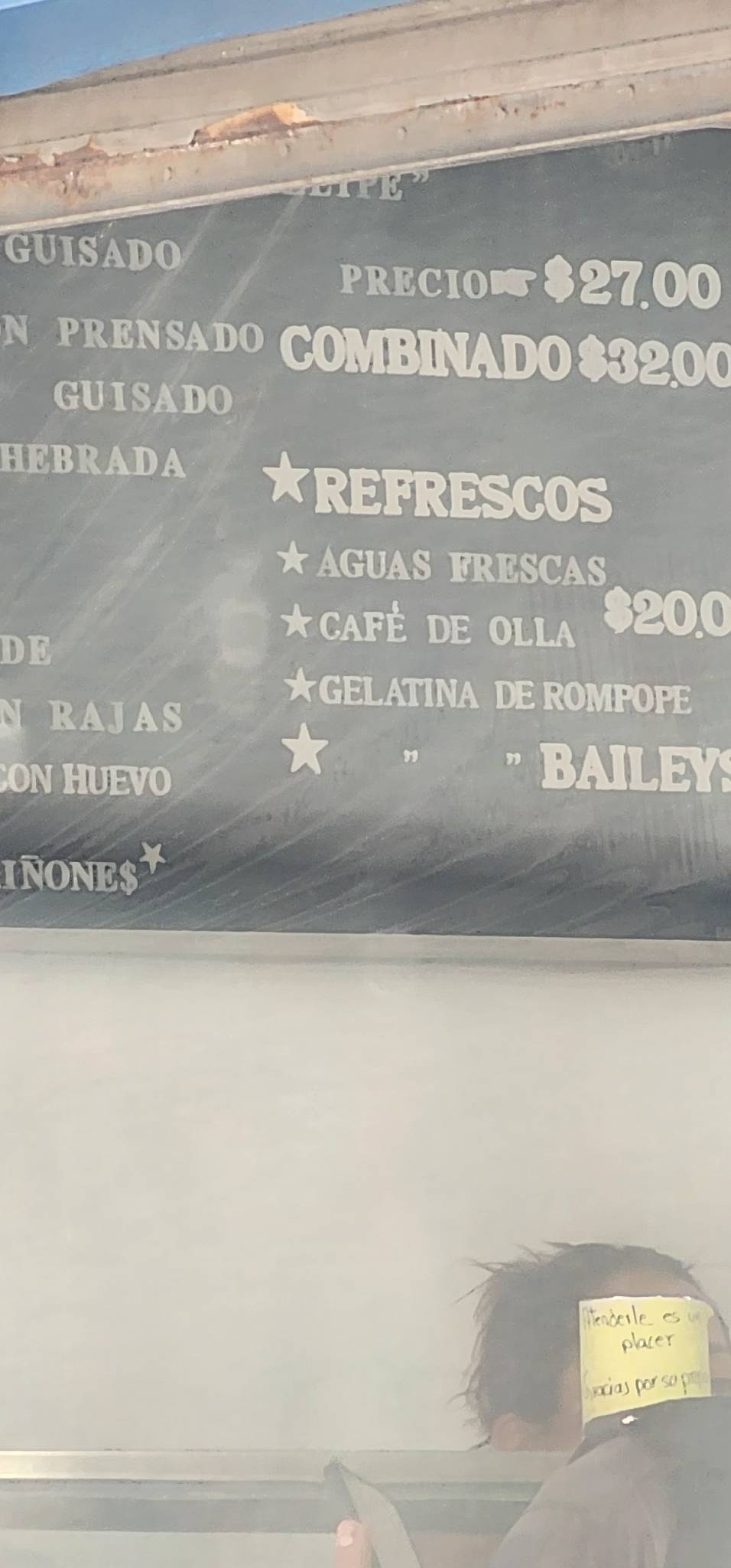 Menu at Tacos Don Felipe restaurant, Mexico City, C. Ote. 184 335