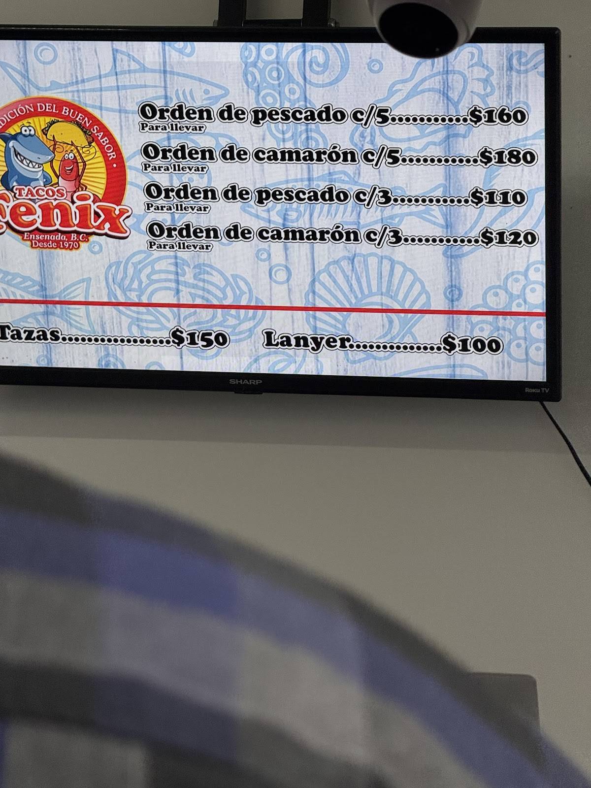 Menu at Tacos Fenix (Fish & Shrimp) restaurant, Ensenada