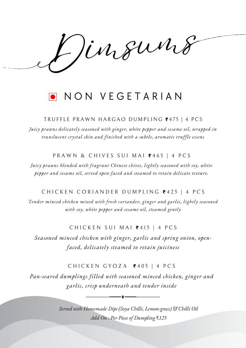 Menu at Tai Chi 8, Kolkata
