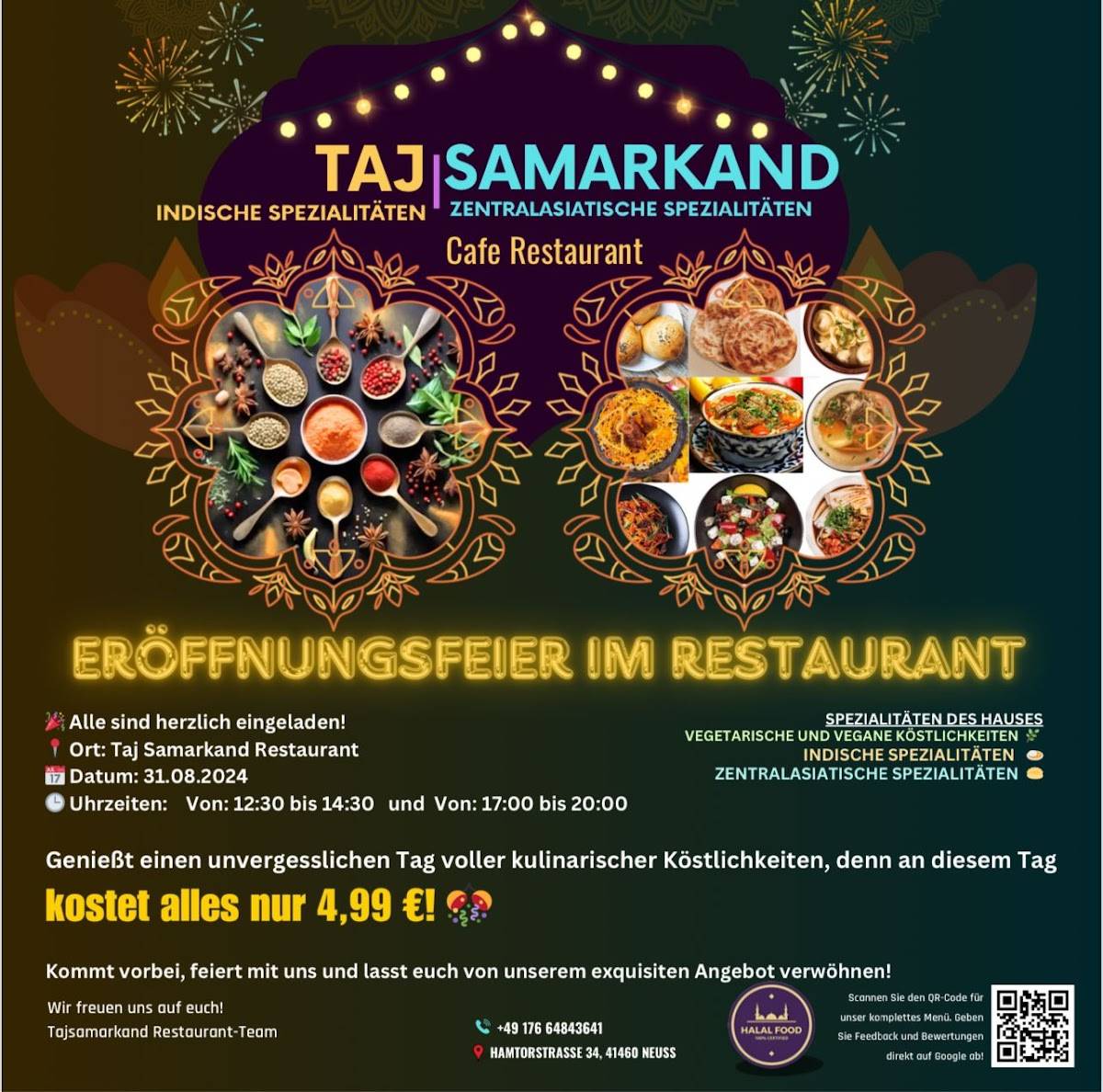 Speisekarte von Taj Samarkand Restaurant Cafe, Neuss
