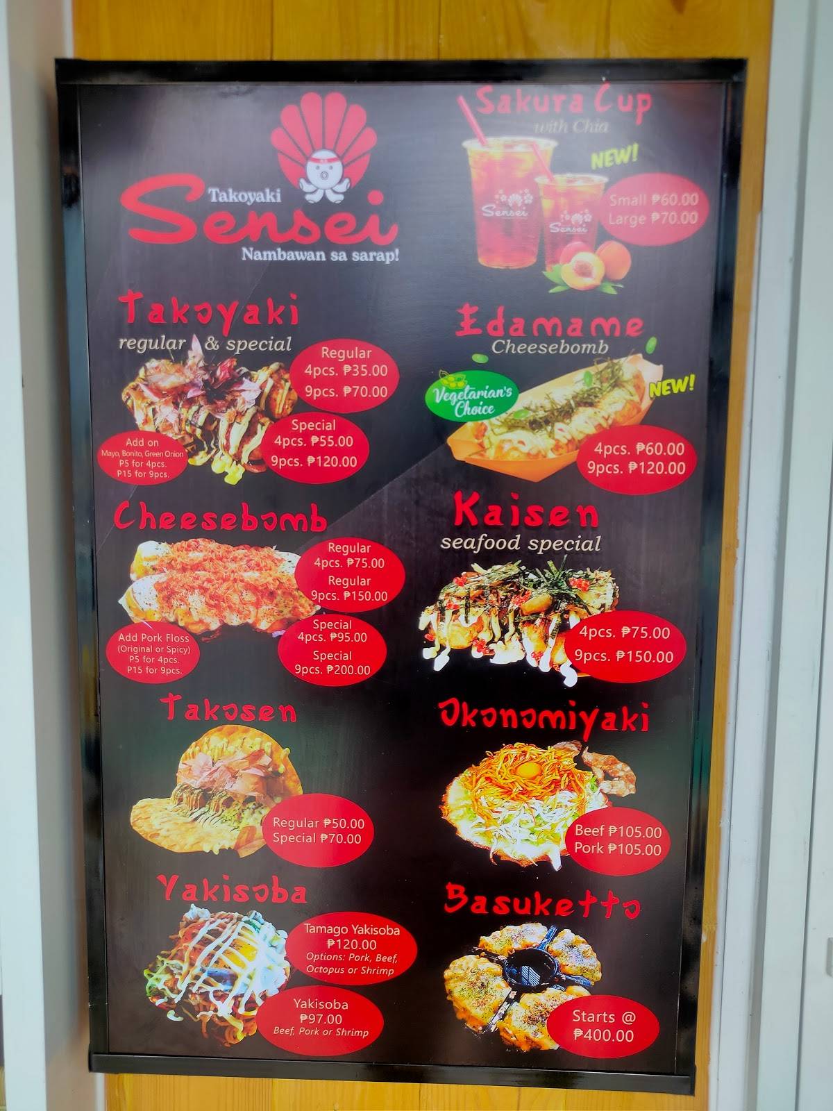 Menu at Takoyaki Sensei - Taft (Vito Cruz) restaurant, Manila