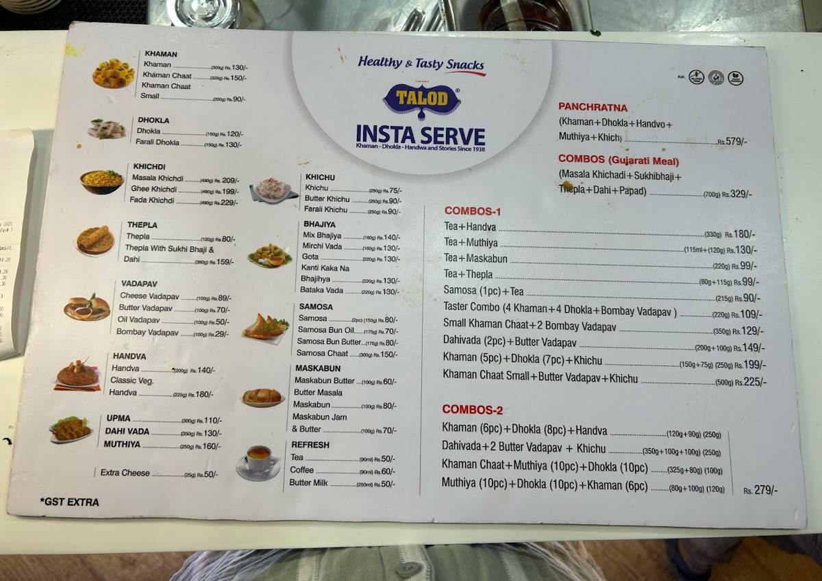 Menu at Talod Instaserve Nexus One Mall, Ahmedabad, nexus