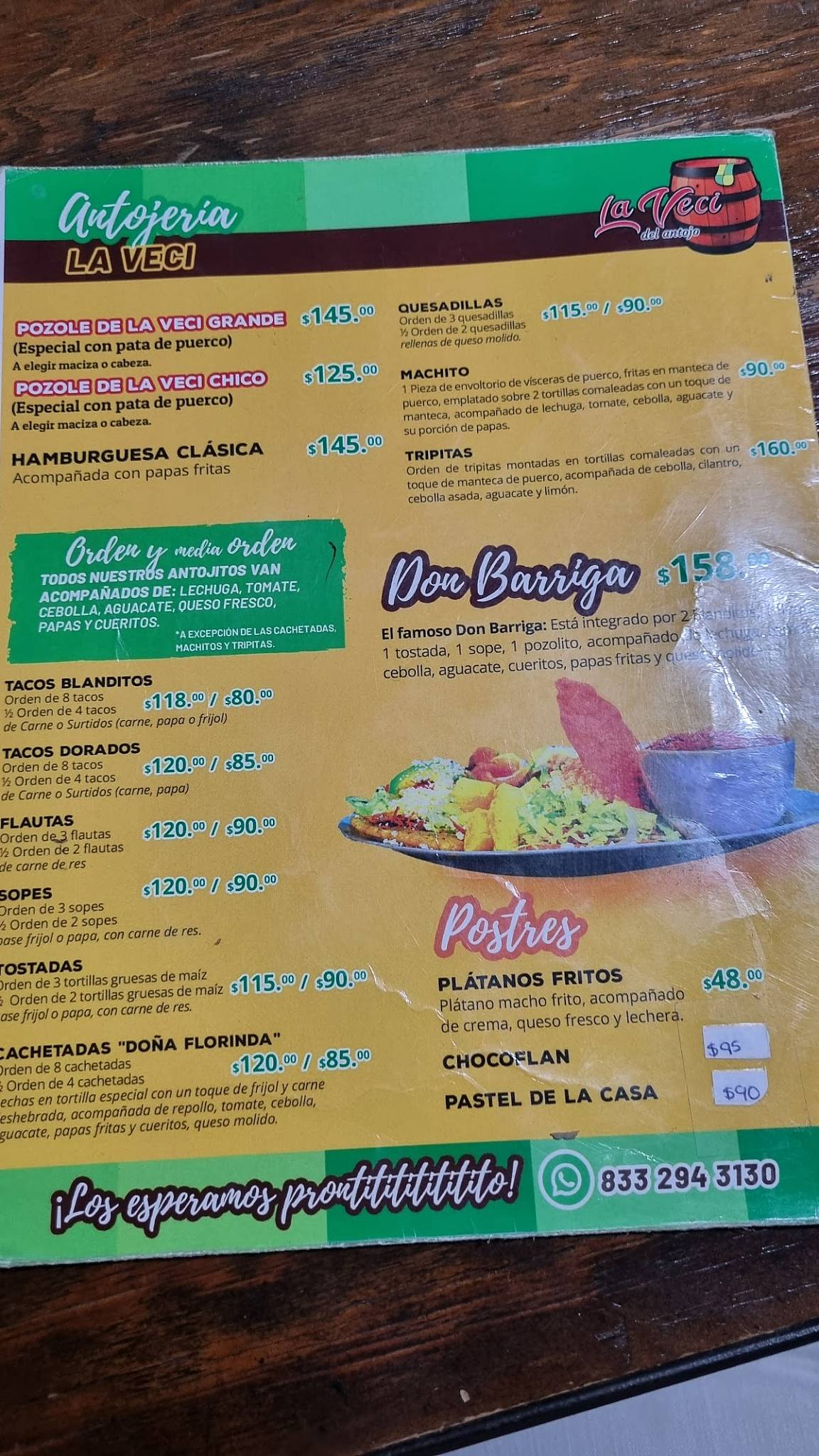 Menu at , Tampico