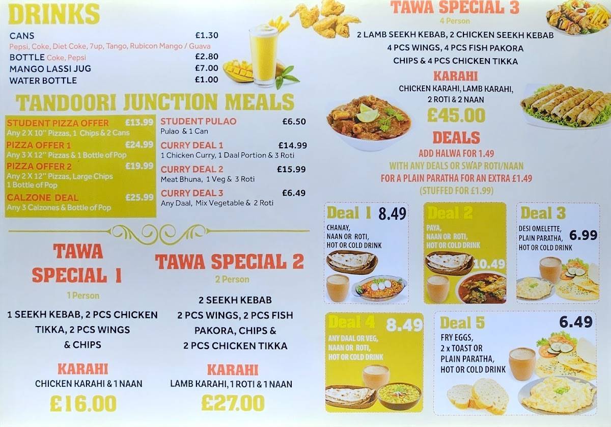 Menu at Tandoori Roti Junction restaurant, Sheffield