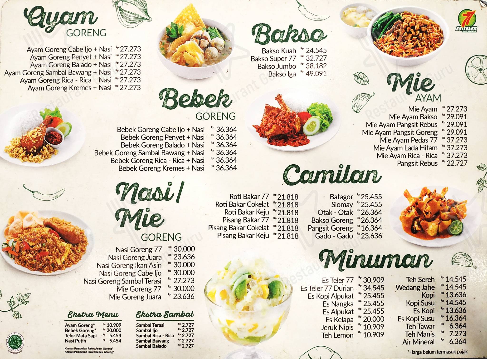Menu at Es Teler 77 restaurant, Tangerang, Supermal Karawaci