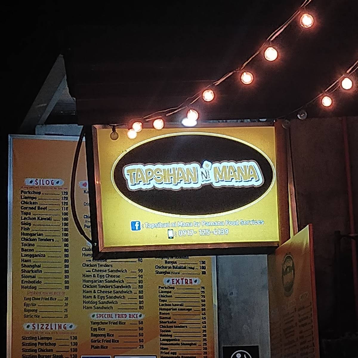 Menu at Tapsihan ni Mana restaurant, Quezon City