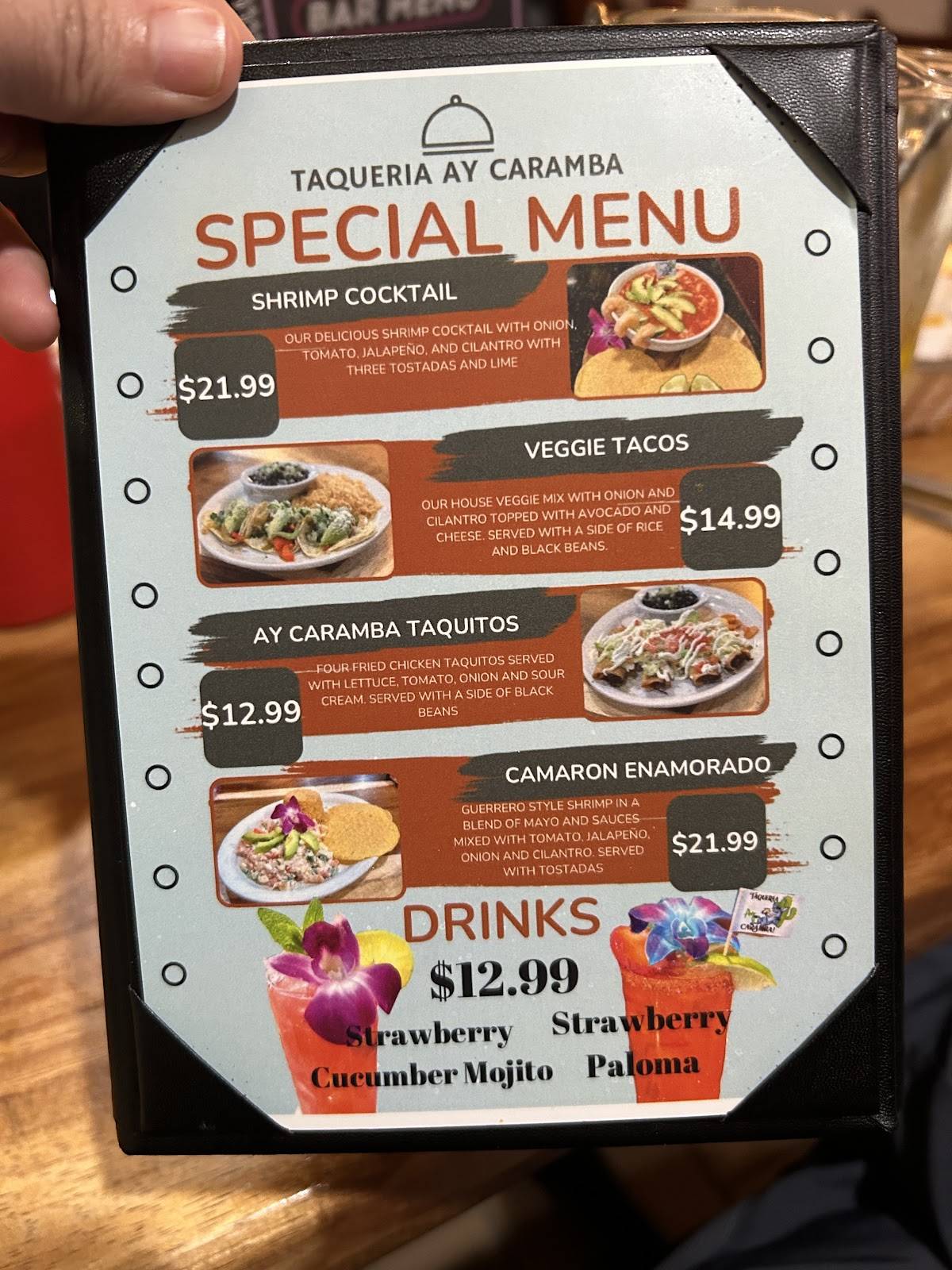 Menu at Taqueria Ay Caramba restaurant, Delaware