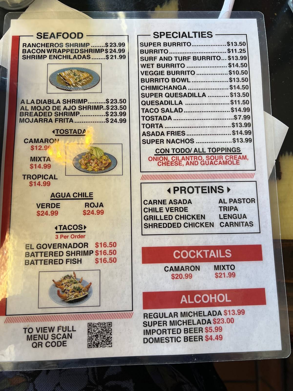 Menu at Taqueria Manteca Mexican Grill restaurant, Manteca, 275 W ...