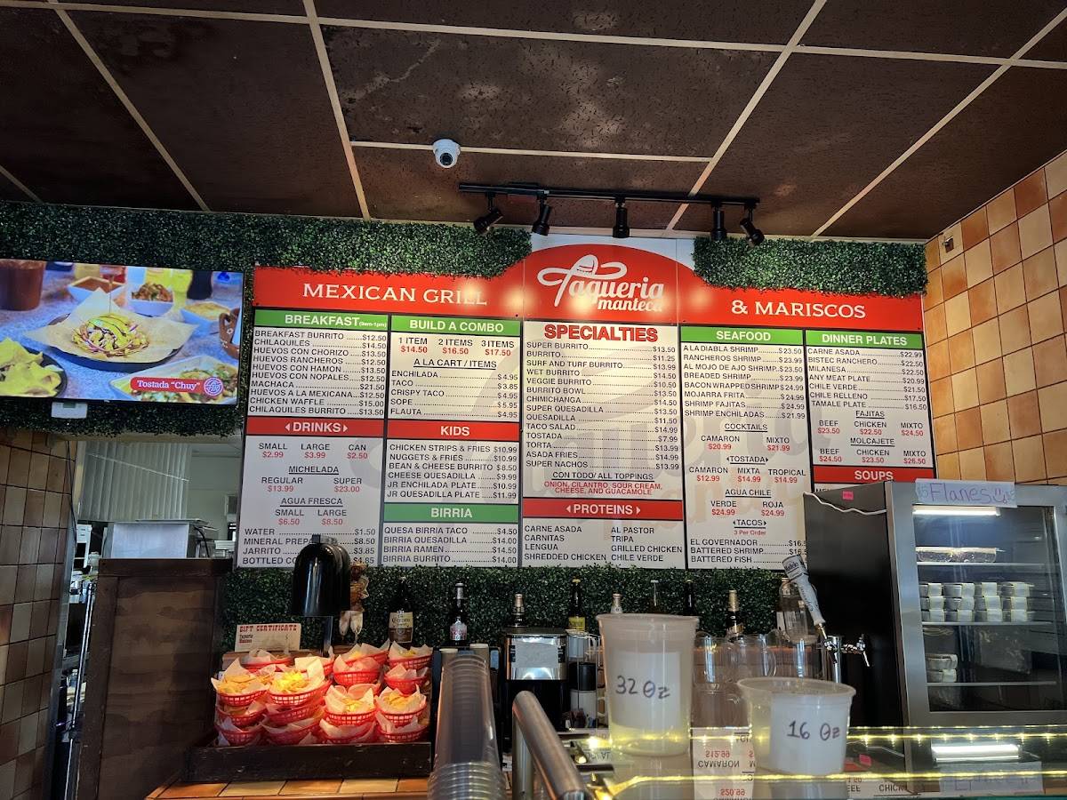 Menu at Taqueria Manteca Mexican Grill restaurant, Manteca, 275 W ...