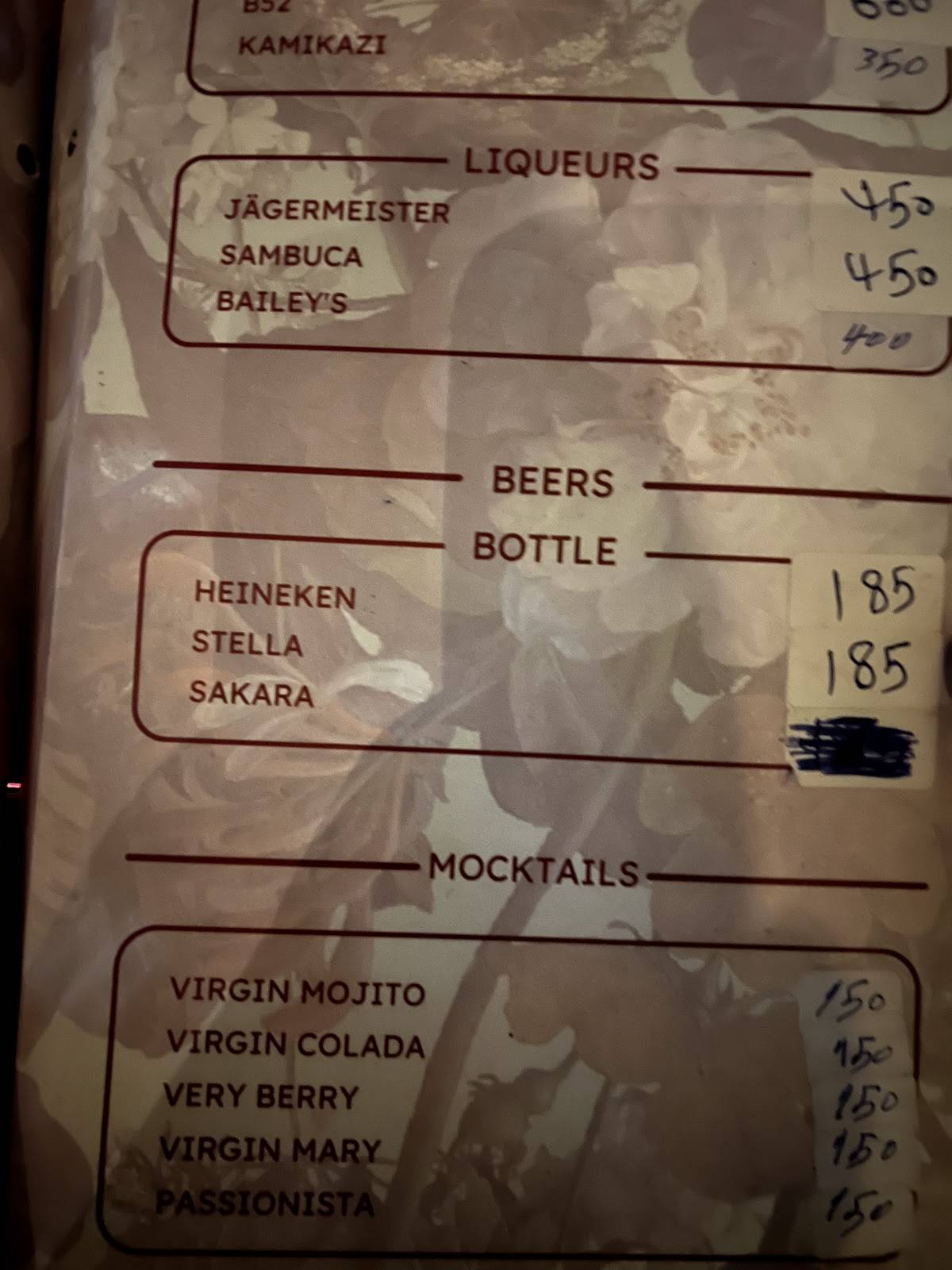 Menu at Taratsa pub & bar, Cairo