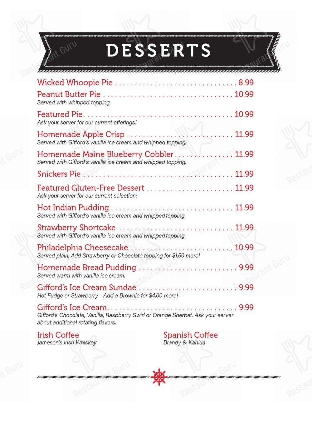 Menu at Taste of Maine Restaurant, Woolwich