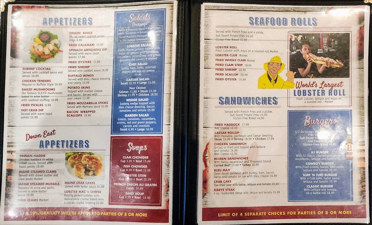 Menu at Taste of Maine Restaurant, Woolwich