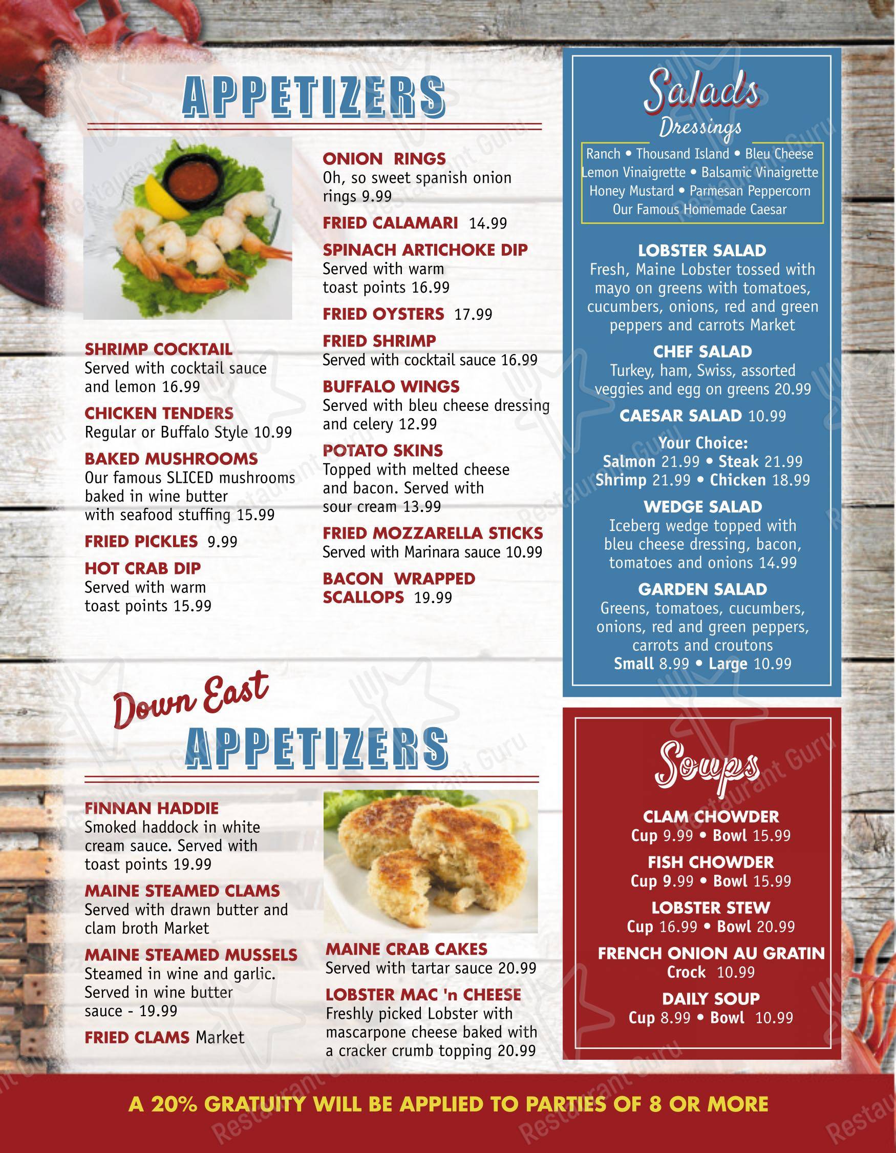 Menu at Taste of Maine Restaurant, Woolwich