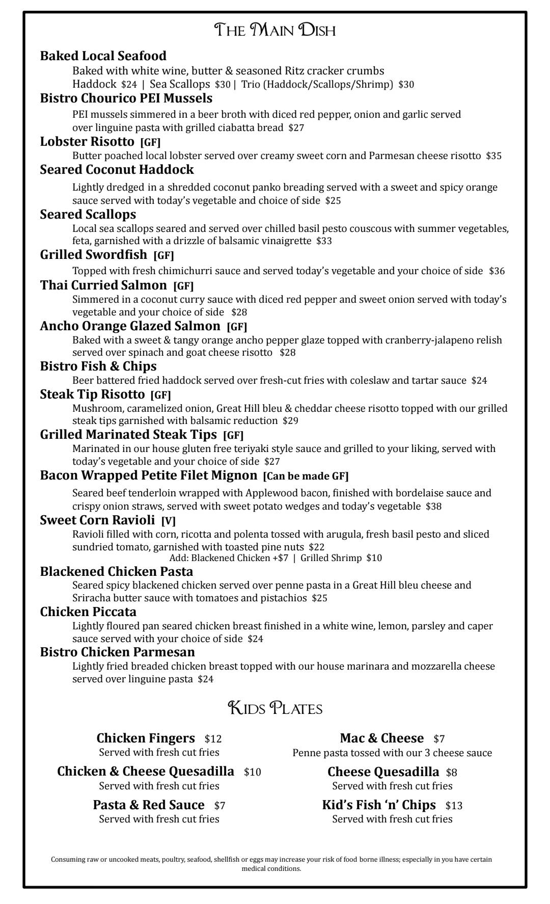 Menu at Tastebuds restaurant, Mattapoisett
