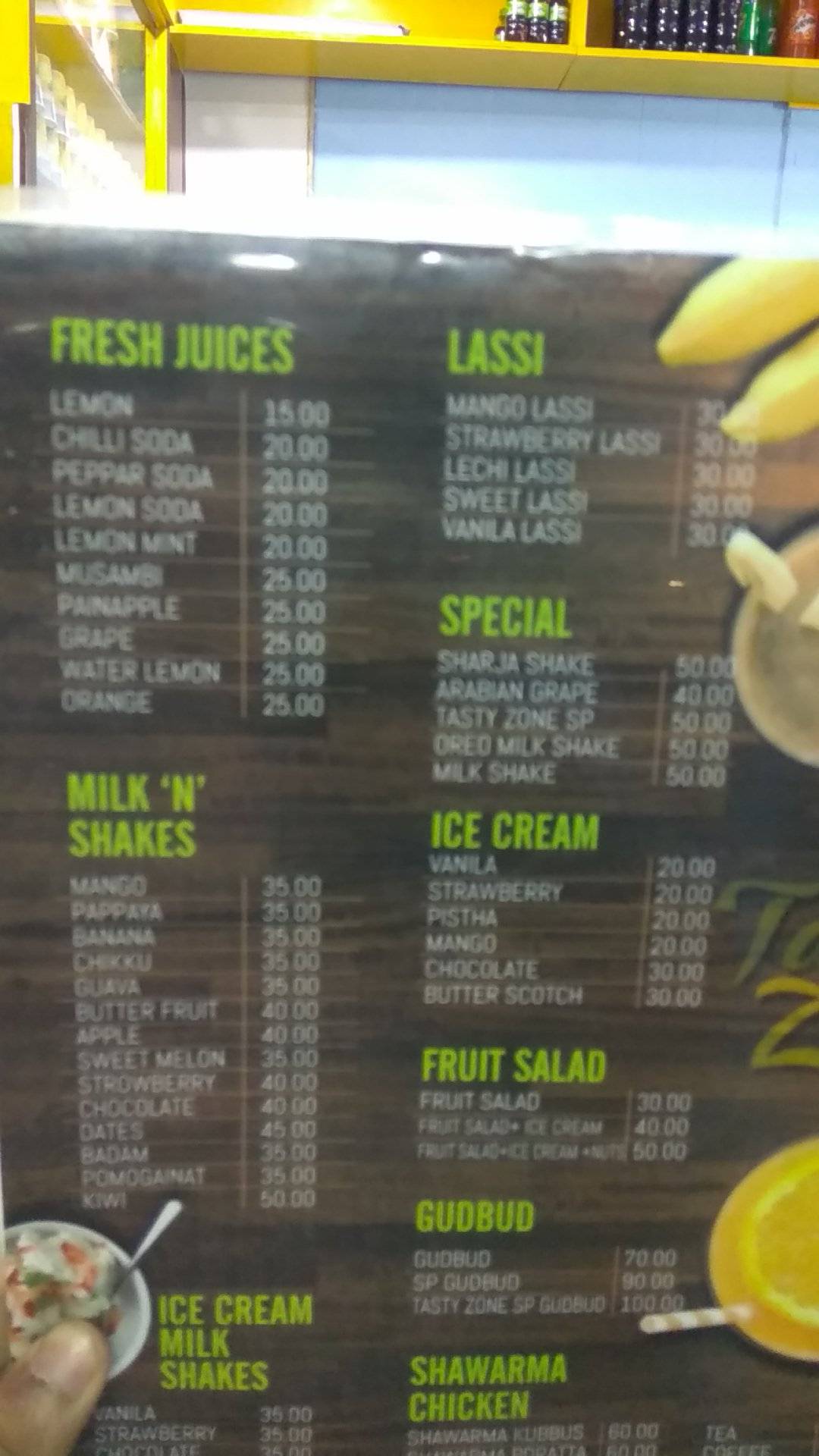 Menu at Tasty Zone Hot 'n' Cool, Bengaluru