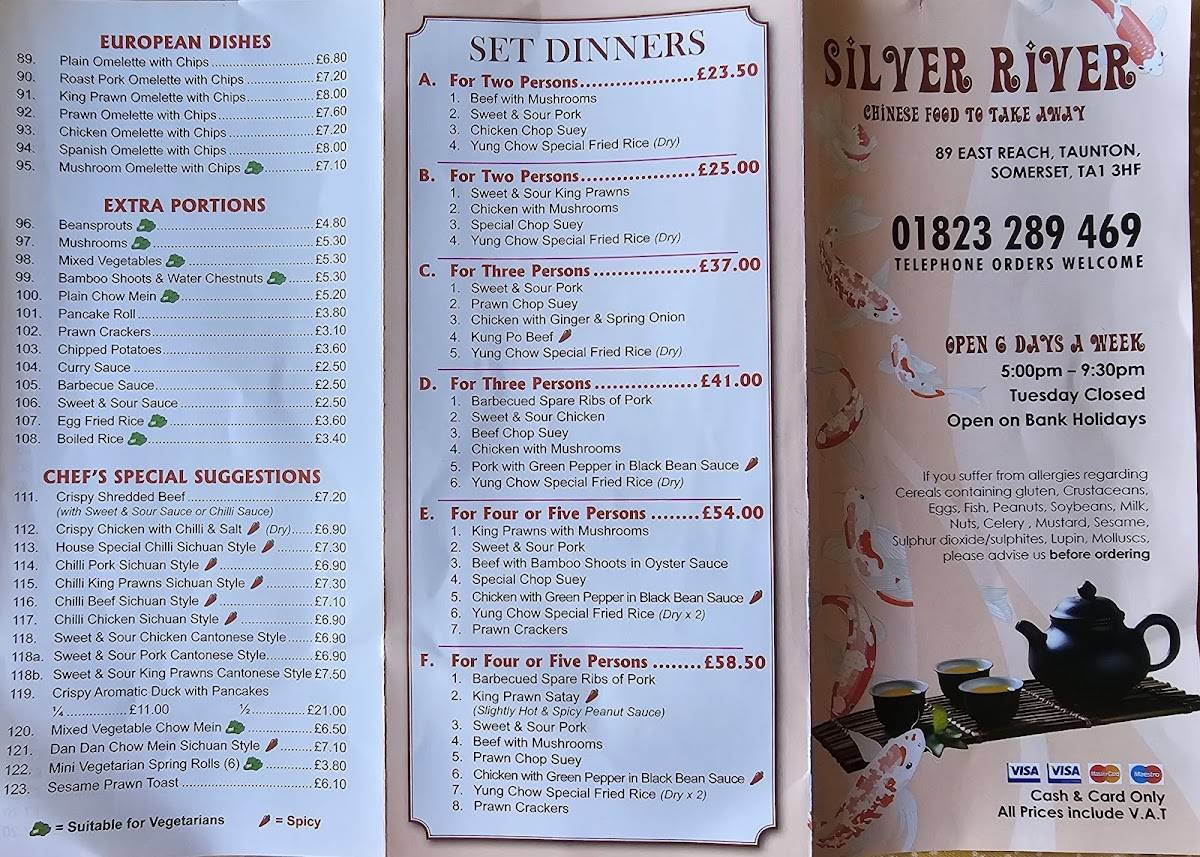 Menu at Silver River fast food, Taunton