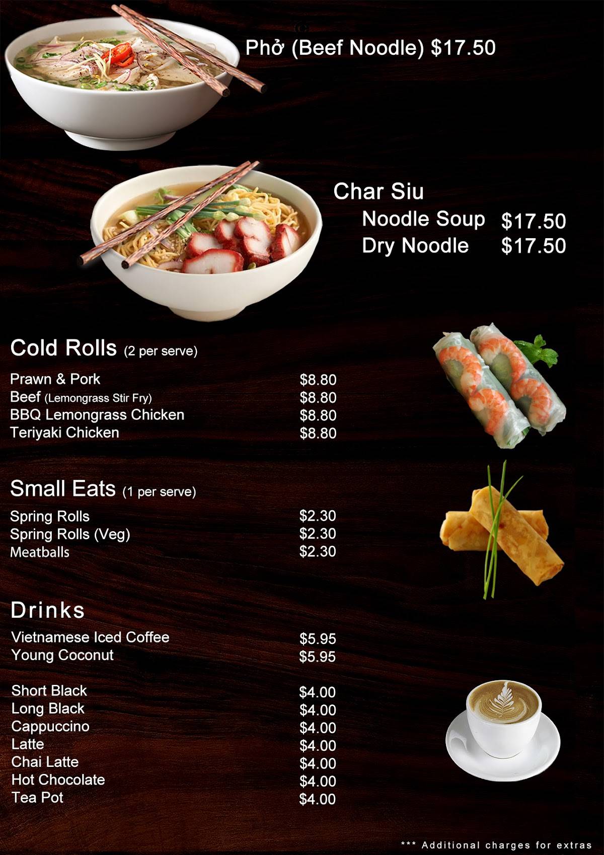 Menu at Tay Do restaurant, Adelaide