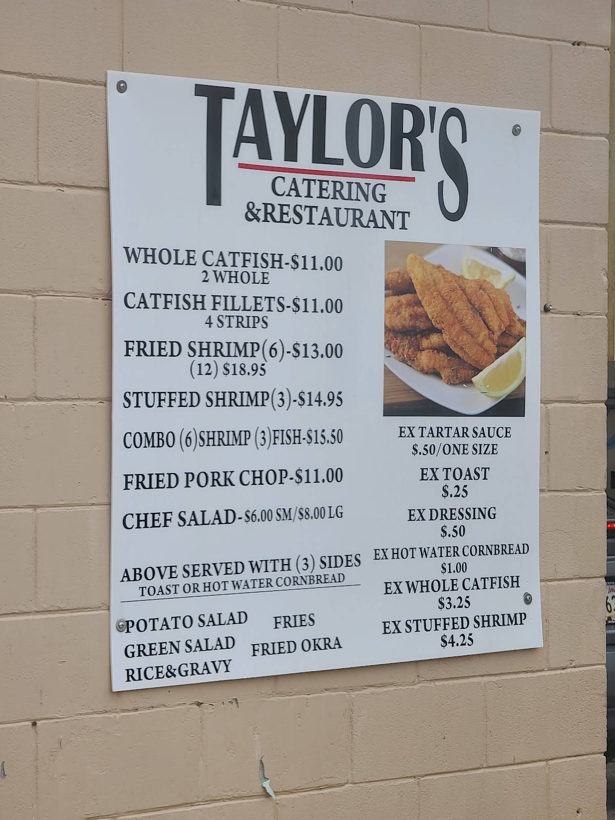 Menu at Taylor's Catering & Restaurant, Shreveport